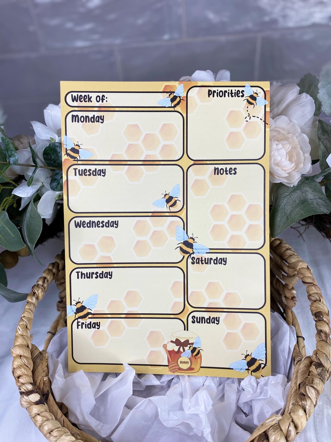 Bumblebee Weekly Planner Notepad, Tear Away Planner, Cute Office ...