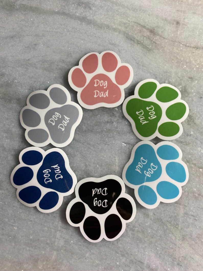 Dog Dad Paw Print Stickers, Dog Paw Print Stickers, Dog Dad Stickers ...