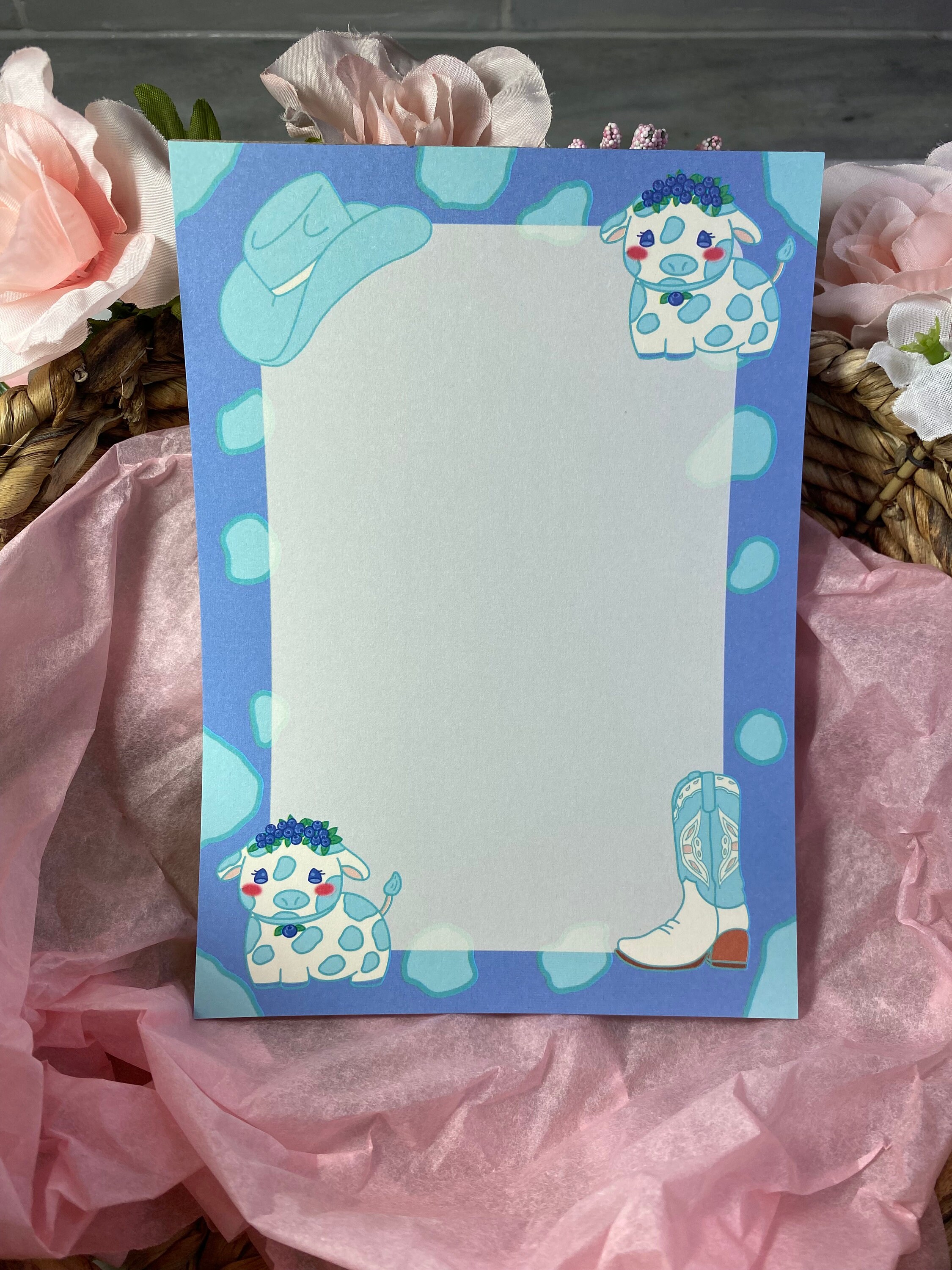 Kawaii Western Notepad Bundle, Kawaii Cow Stationery Set, Southern ...