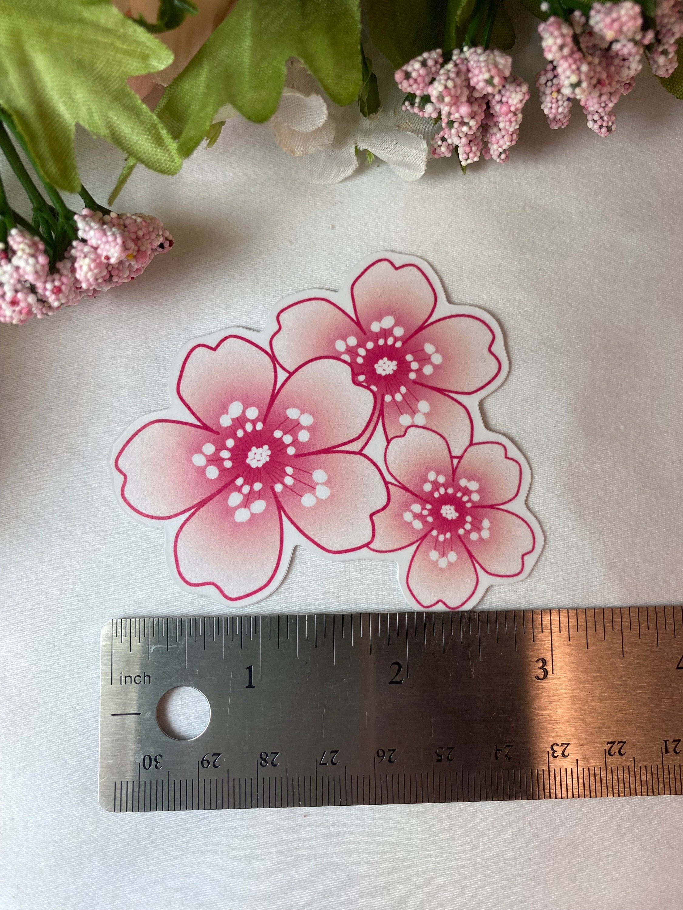Cherry Blossom Decal, Cherry Blossom Sticker, Pink Flower Sticker, Kawaii Sticker, Sakura Cherry ...