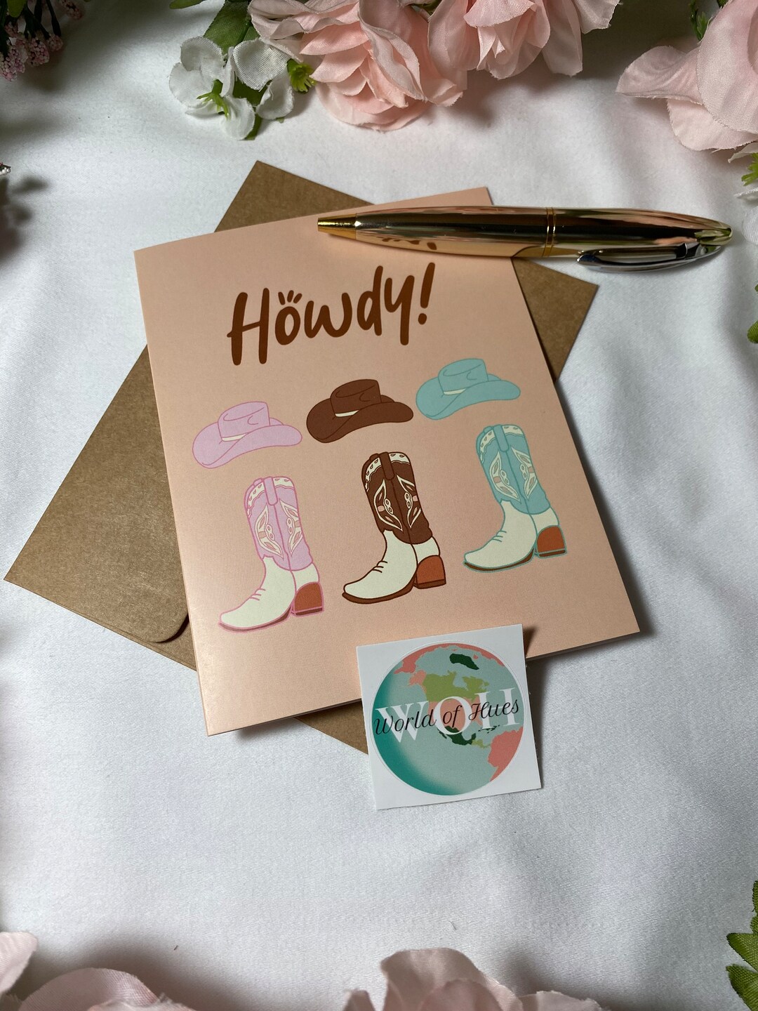 Howdy Western Greeting Card, Blank Cards, Southern Girl Card, Western ...