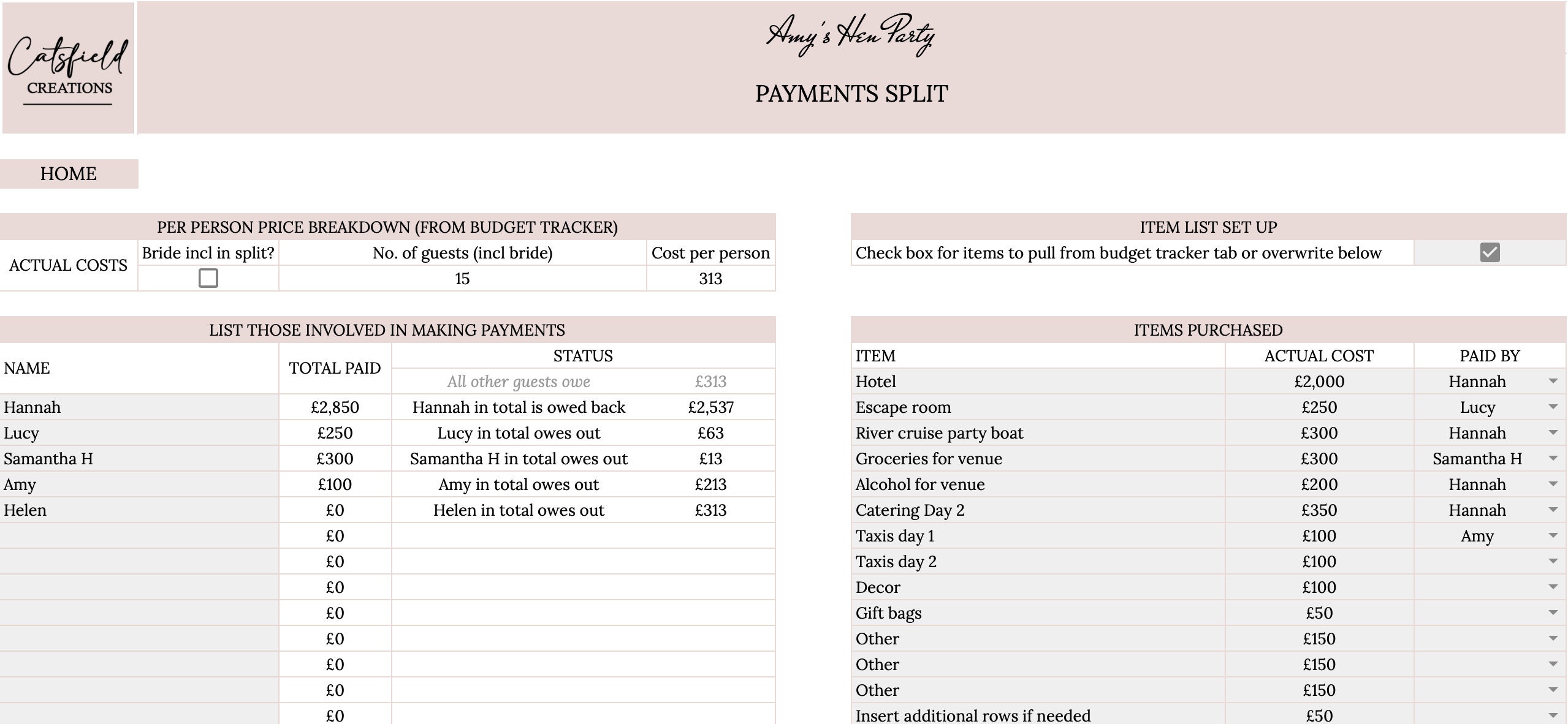 Hen Party Planning Spreadsheet, Digital Hen Party Planner, Hen Do ...
