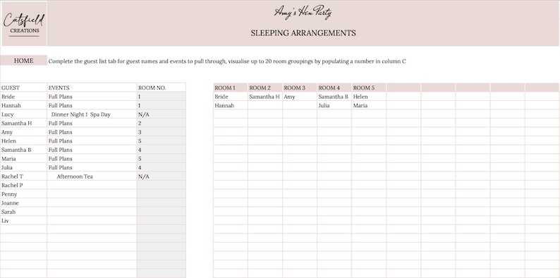 Hen Party Planning Spreadsheet, Digital Hen Party Planner, Hen Do ...