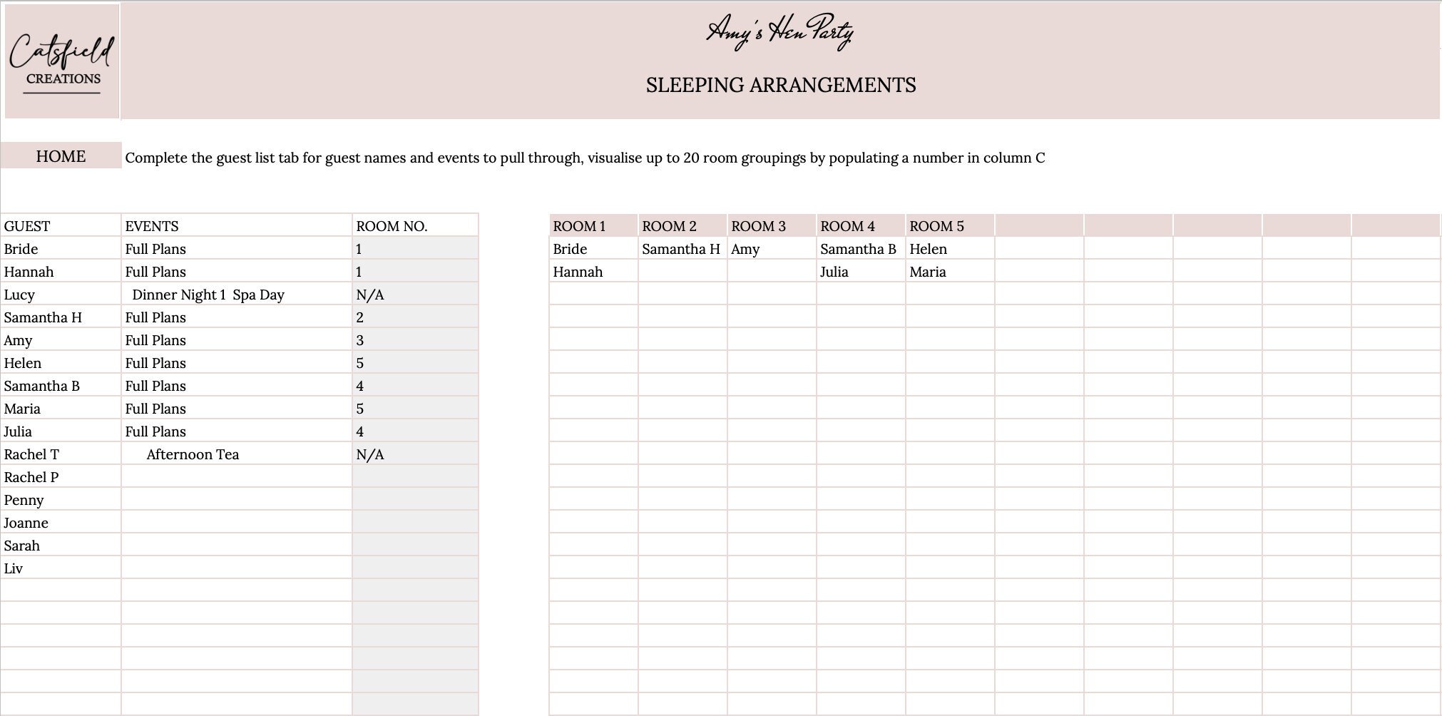 Hen Party Planning Spreadsheet, Digital Hen Party Planner, Hen Do ...