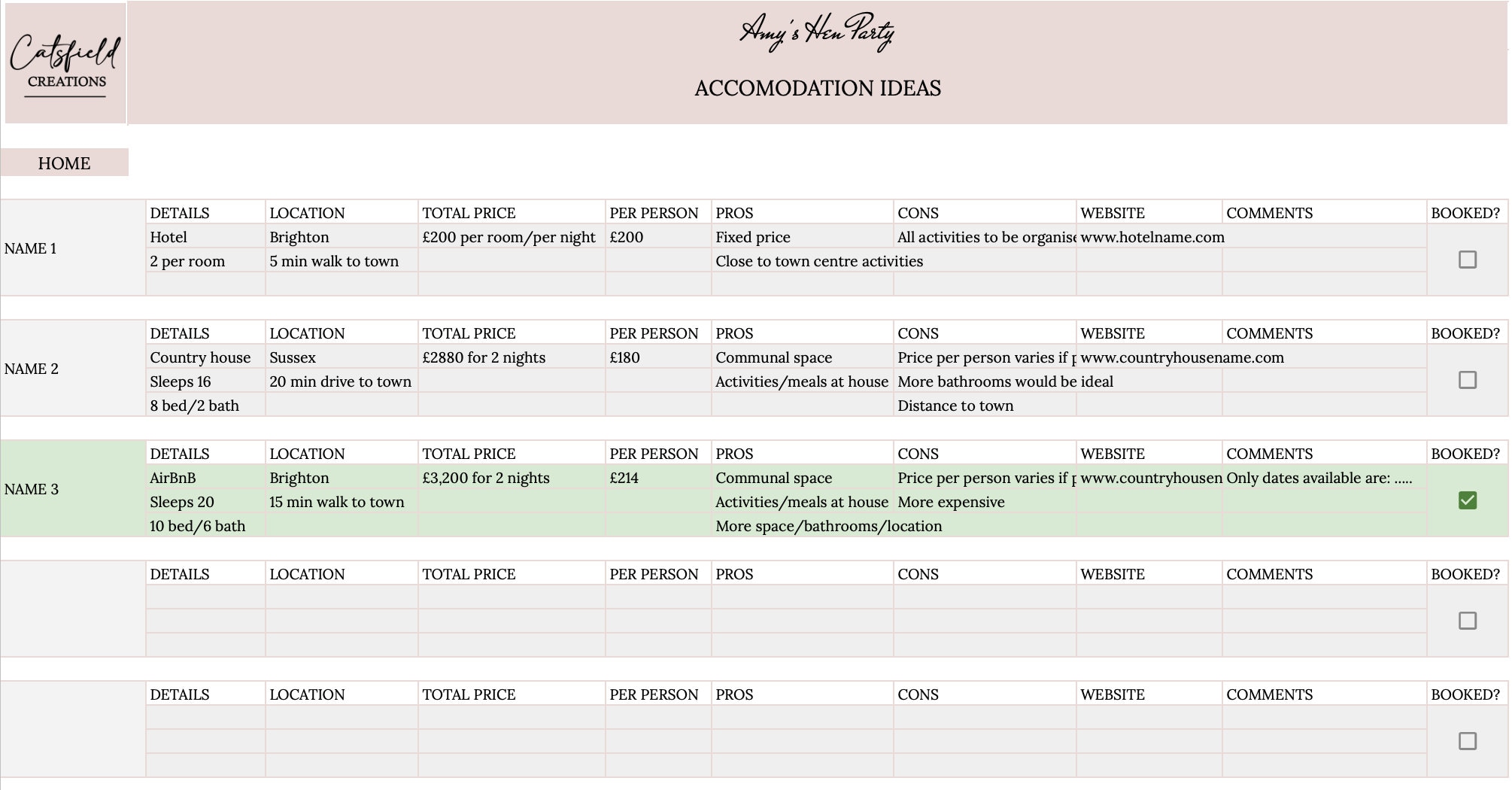 Hen Party Planning Spreadsheet, Digital Hen Party Planner, Hen Do ...