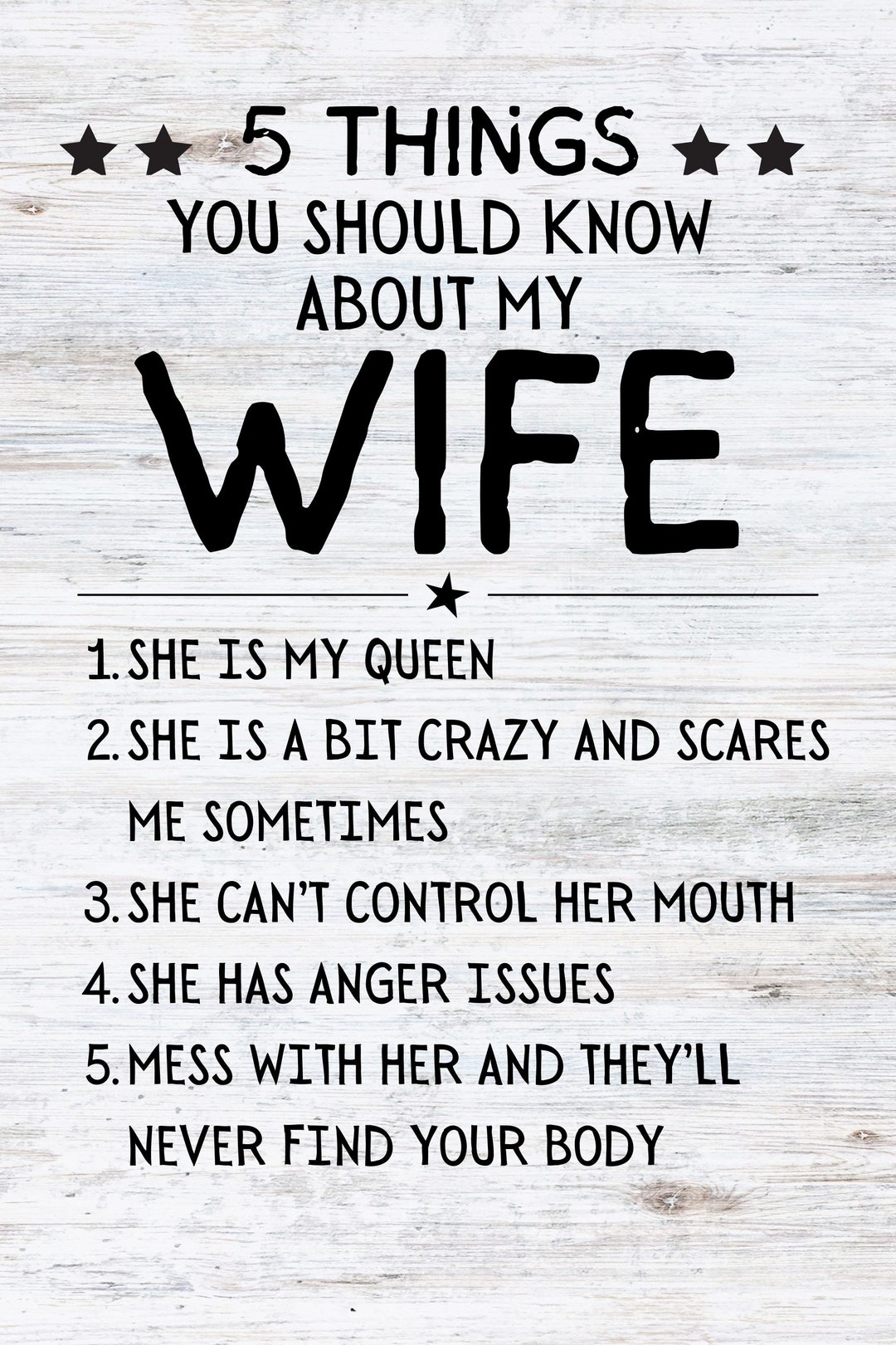 5 Things You Should Know About My Wife - SVG & PNG Digital File ...