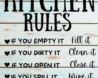 Kitchen Rules Sign SVG, Kitchen Sign SVG, Vintage Funny Kitchen Rules ...