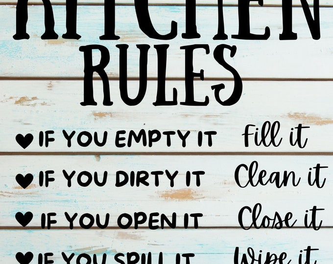 Kitchen Rules Sign SVG, Kitchen Sign SVG, Vintage Funny Kitchen Rules ...