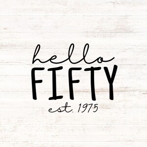 Hello Fifty - Est. 1975 Birthday SVG/PNG Digital Design - Etsy