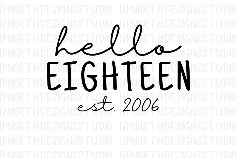 Hello Eighteen Est. 2006 Birthday SVG/PNG Digital Design - Etsy