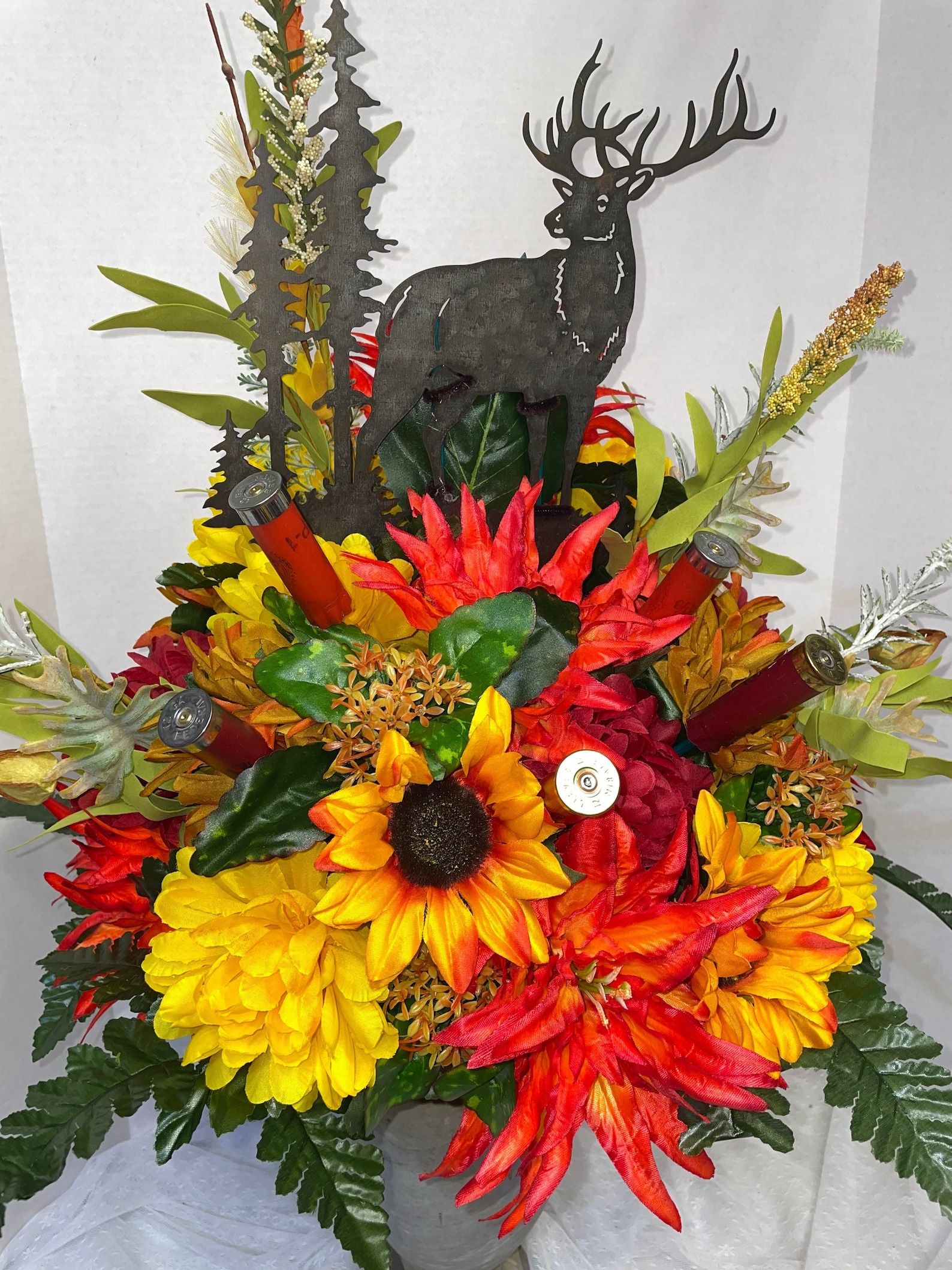 Deer Hunter’s Cemetery Memorial Vase Flower Arrangement - Etsy