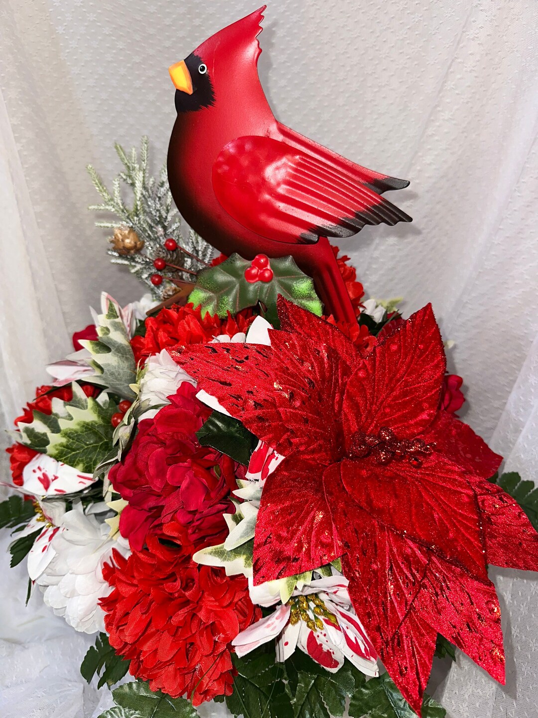 Christmas Cardinal Cemetery Vase Arrangement - Etsy