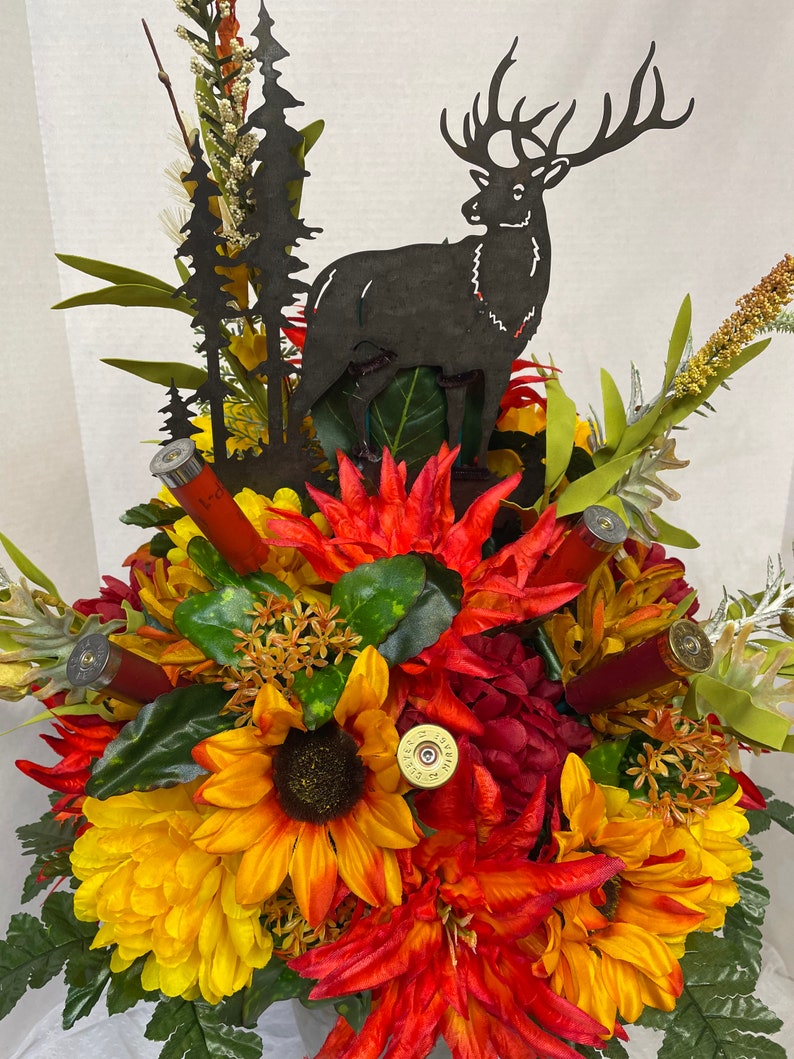 Deer Hunter’s Cemetery Memorial Vase Flower Arrangement - Etsy