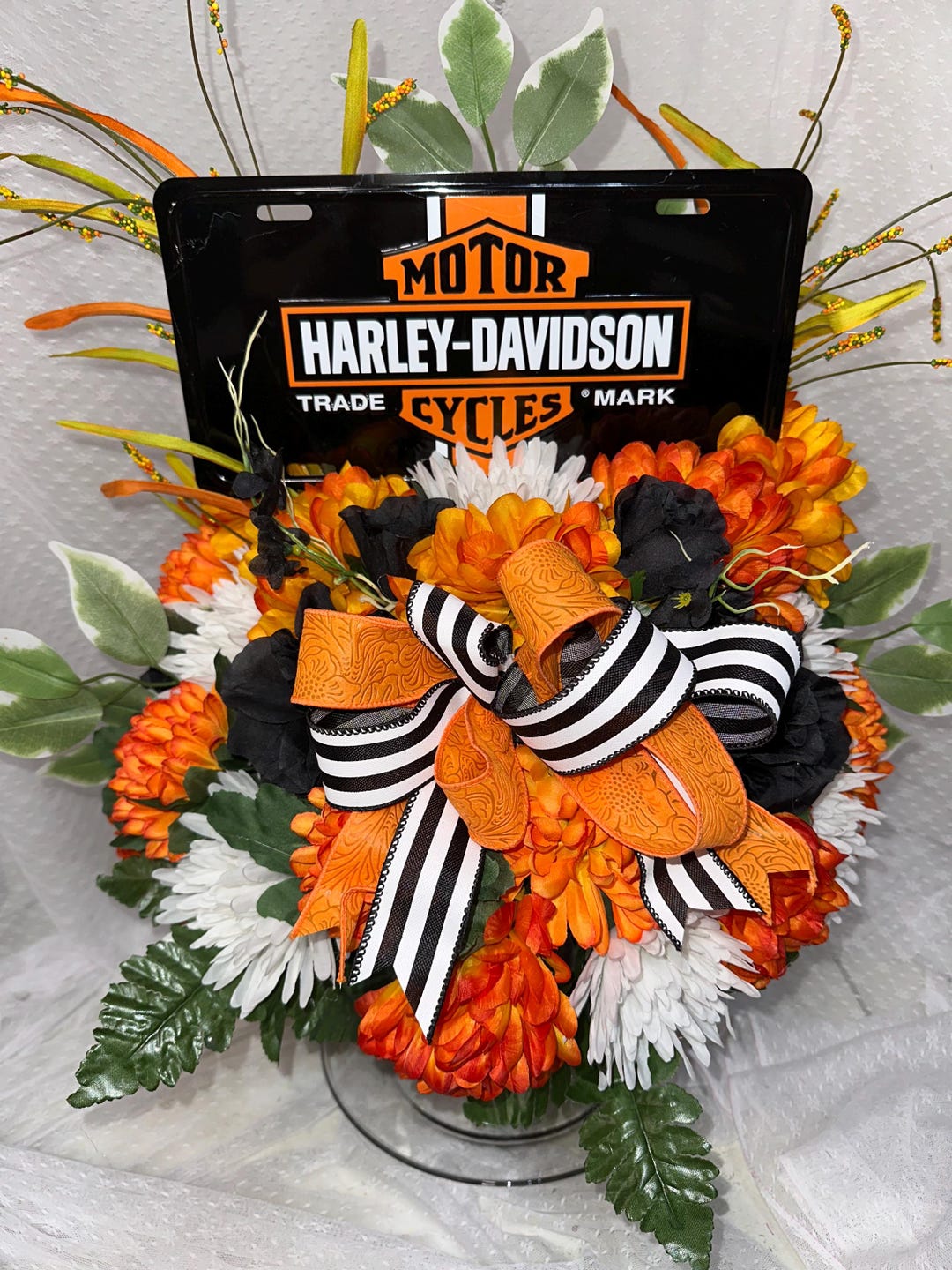 E. Harley Cemetery Memorial Headstone Floral Vase Arrangement - Etsy
