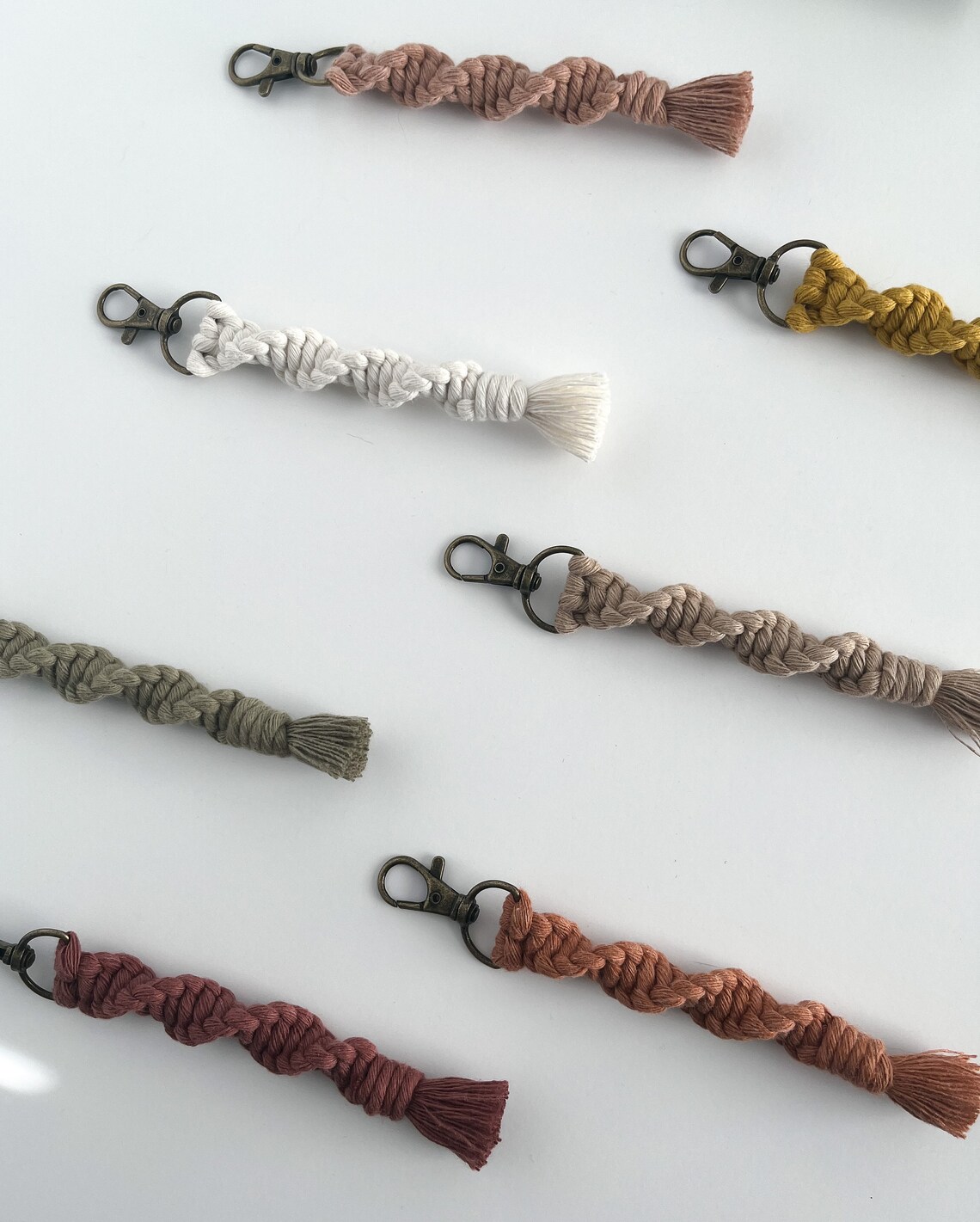 Macrame Spiral Keychain | Boho Bag Accessory | Macrame Keychain - Etsy