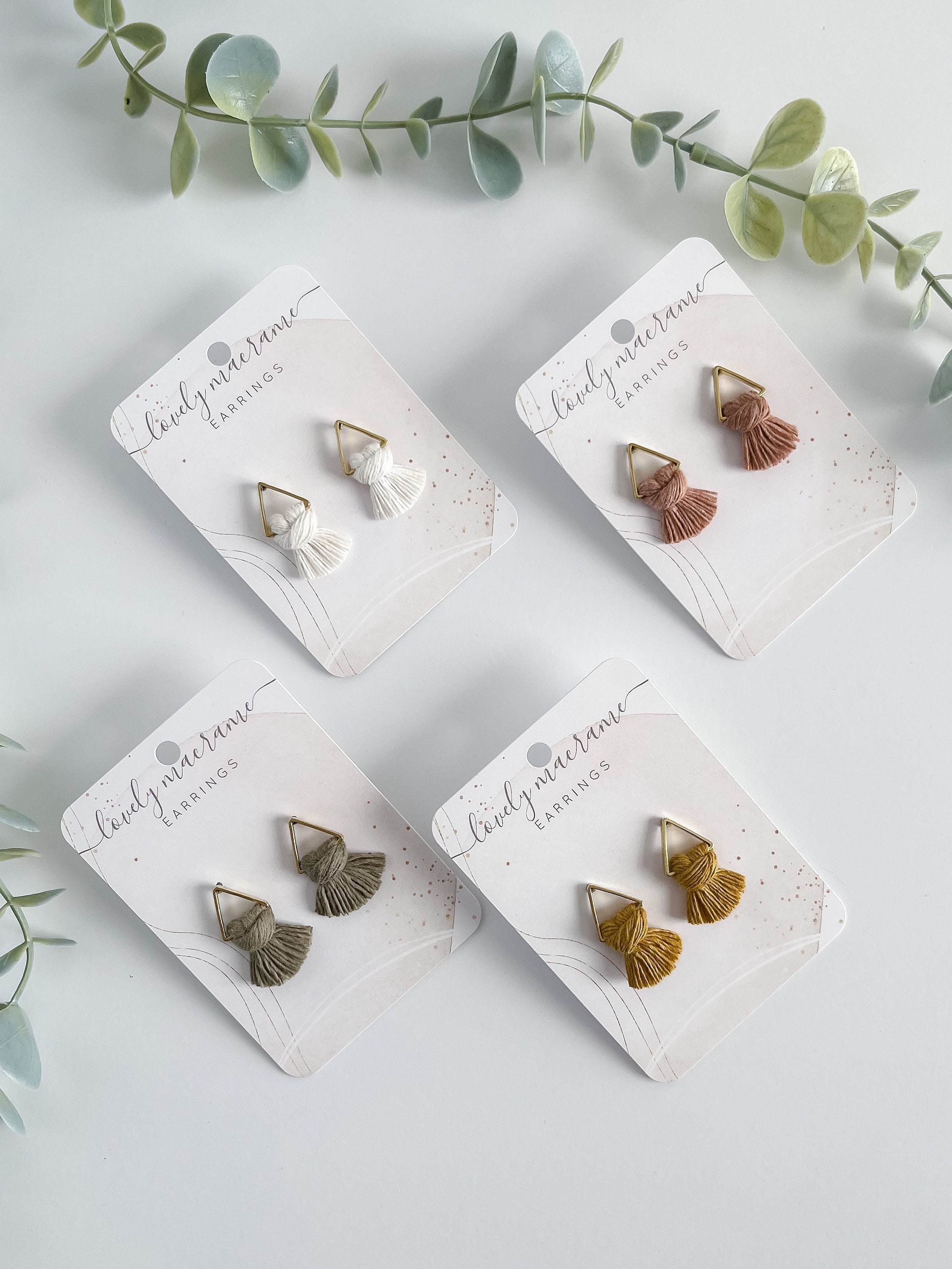 Triangle Macrame Studs L Macrame Earrings Macrame Knot Boho Earrings Gifts for Her Handmade ...