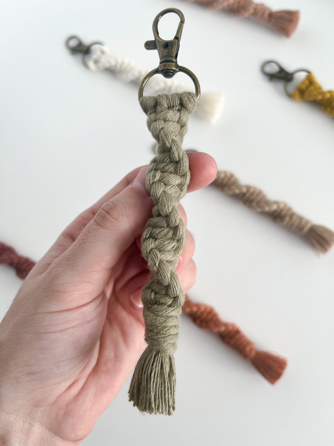 Macrame Spiral Keychain | Boho Bag Accessory | Macrame Keychain - Etsy