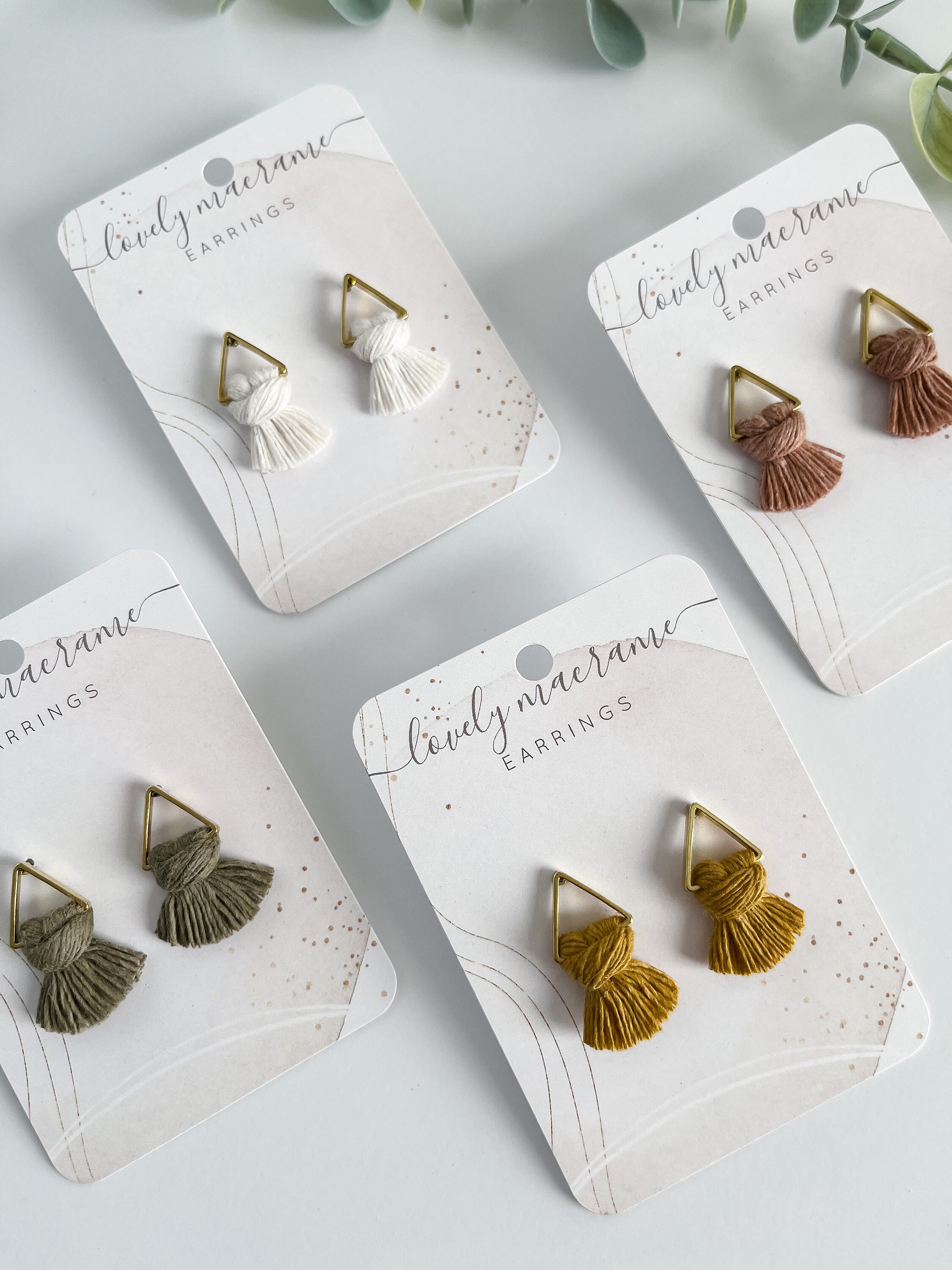 Triangle Macrame Studs L Macrame Earrings Macrame Knot Boho Earrings Gifts for Her Handmade ...