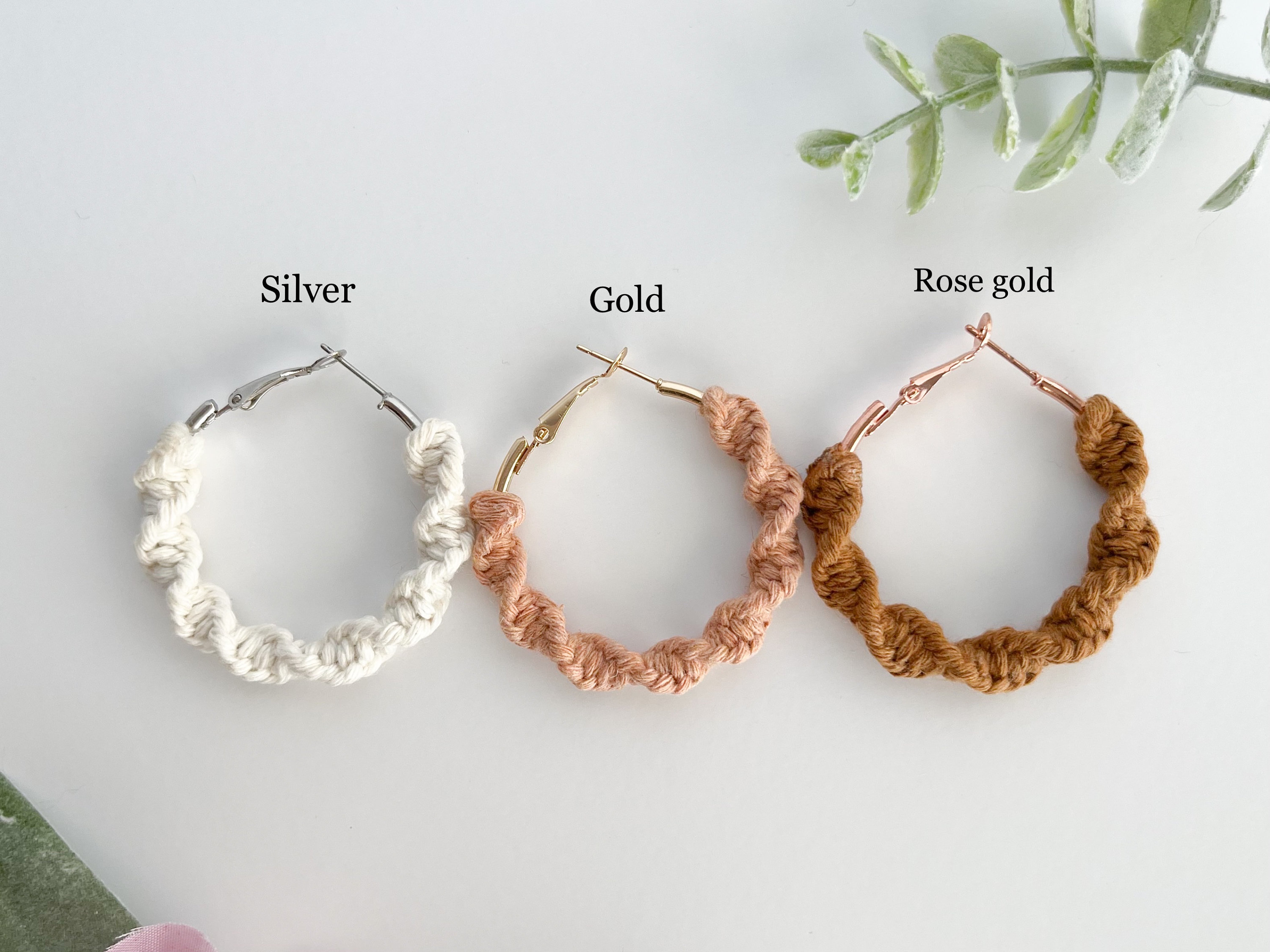 Macrame Hoop Earrings Small Hoops Macrame Accessories - Etsy