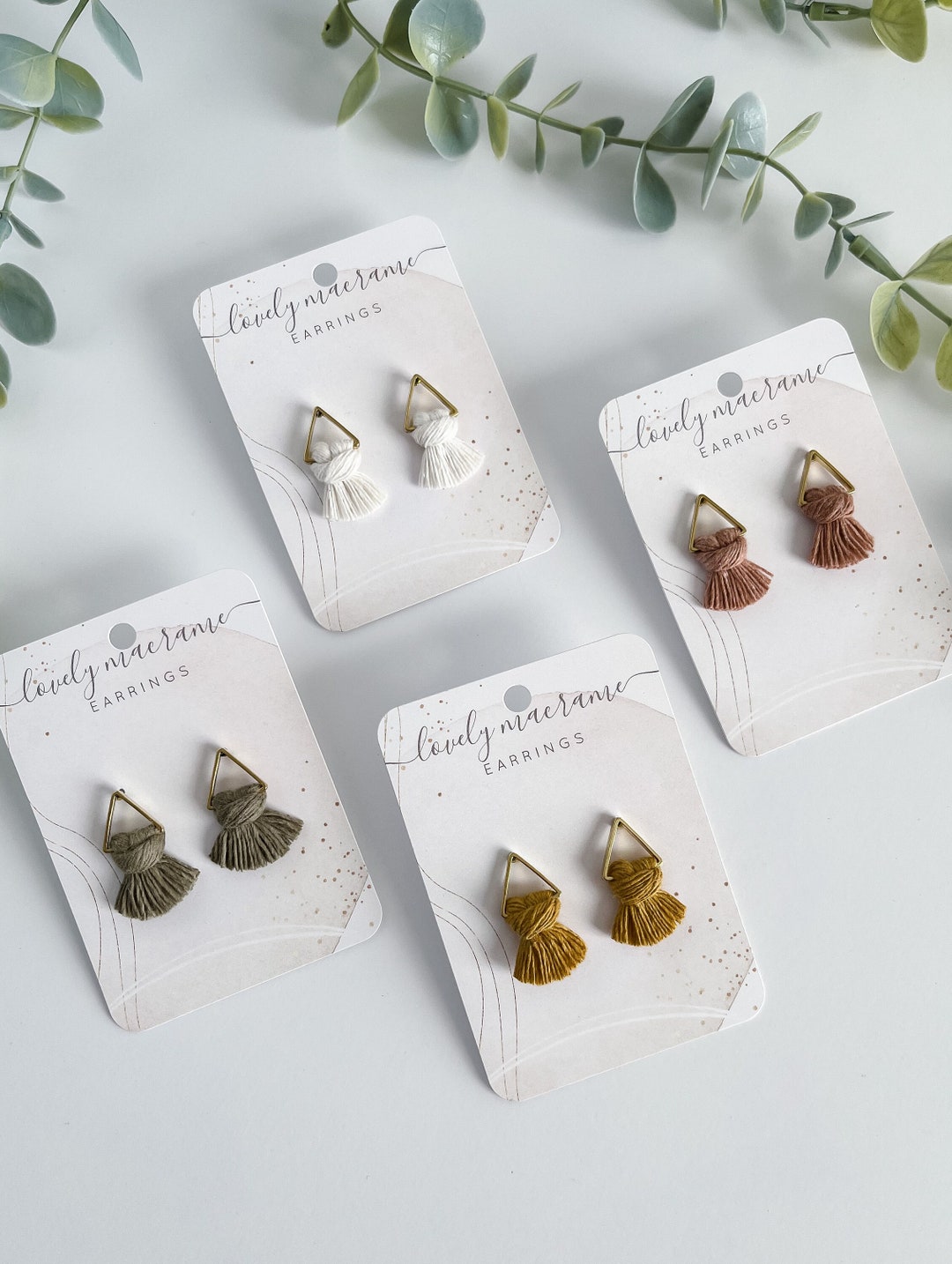 Triangle Macrame Studs L Macrame Earrings Macrame Knot Boho Earrings Gifts for Her Handmade ...