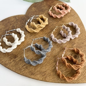 Macrame Hoop Earrings Small Hoops Macrame Accessories Hoop Earrings ...