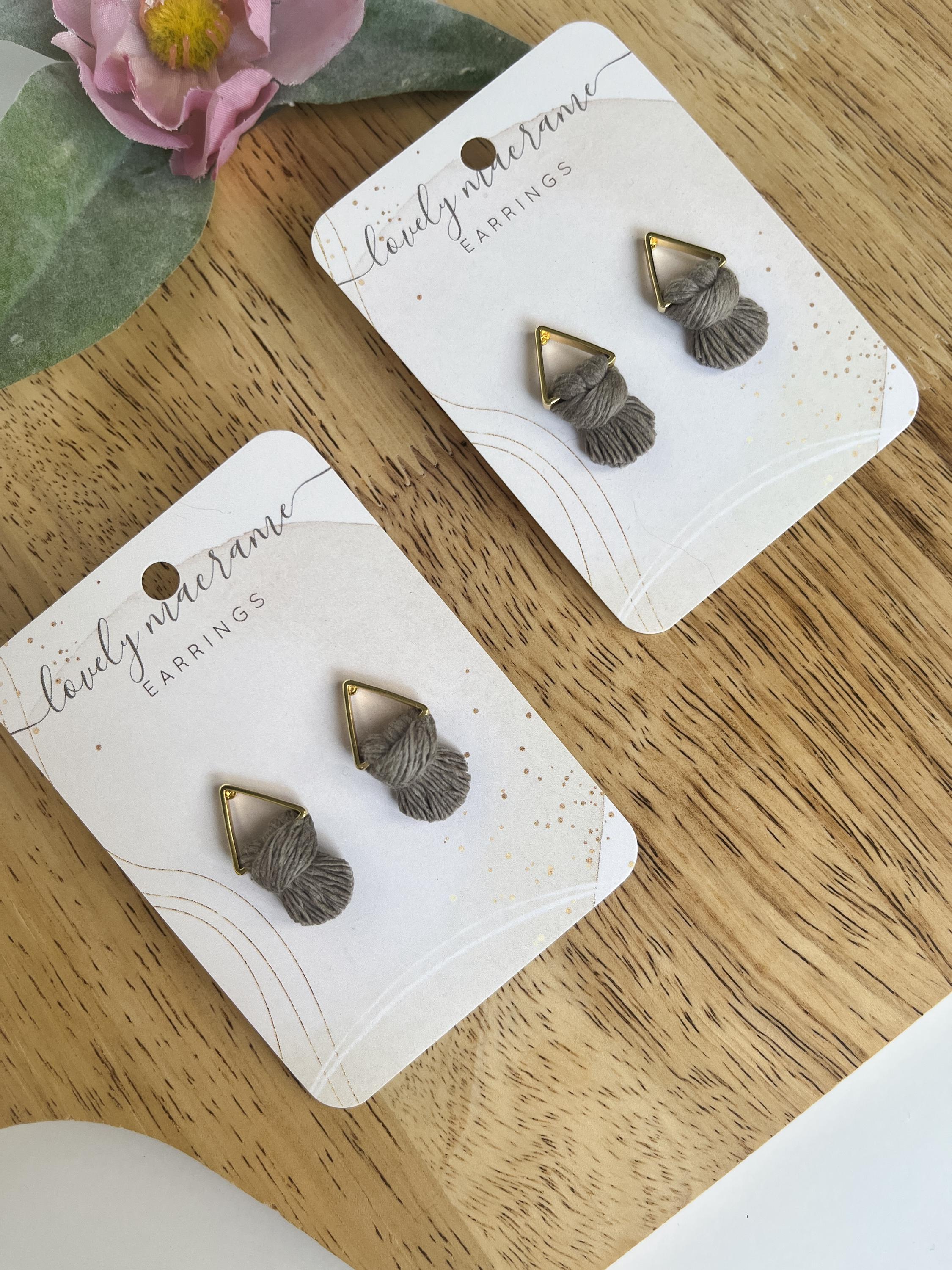 Triangle Macrame Studs L Macrame Earrings | Macrame Knot | Boho Earrings | Gifts for Her ...