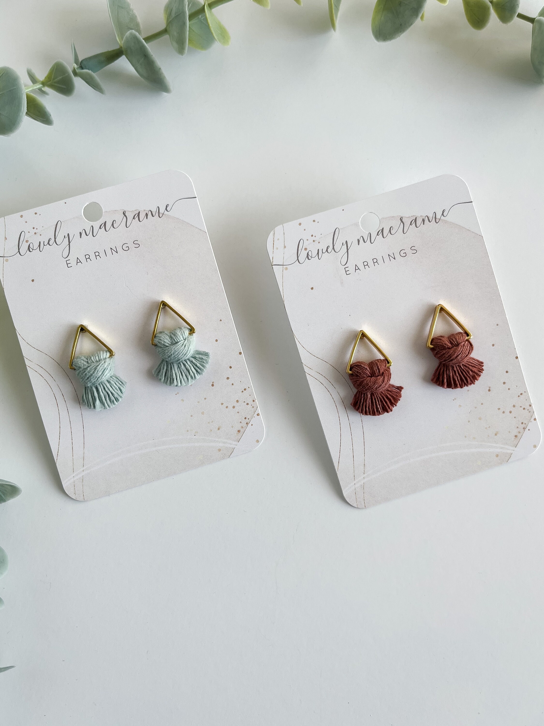 Triangle Macrame Studs L Macrame Earrings Macrame Knot Boho Earrings Gifts for Her Handmade ...