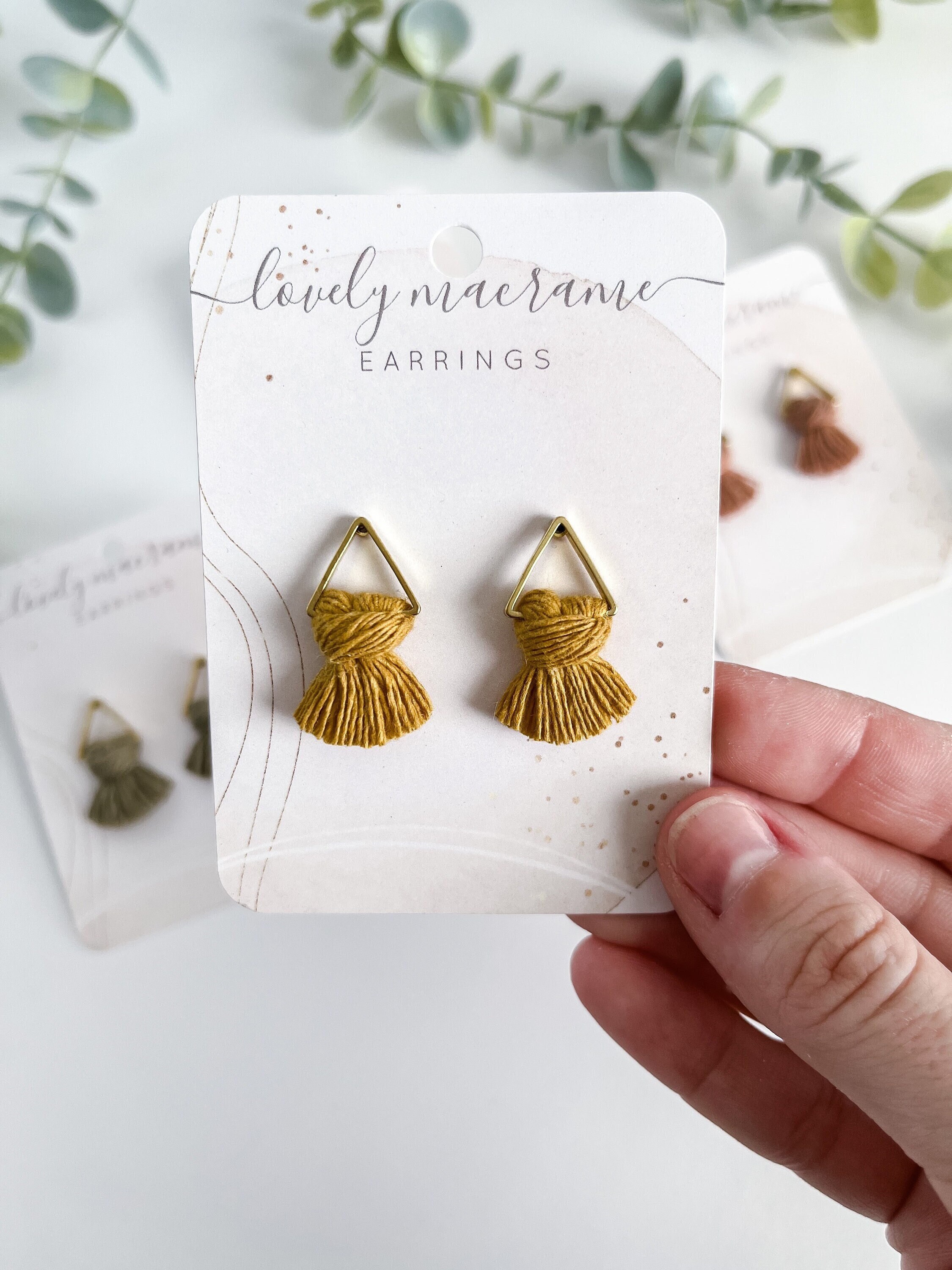 Triangle Macrame Studs L Macrame Earrings Macrame Knot Boho Earrings Gifts for Her Handmade ...