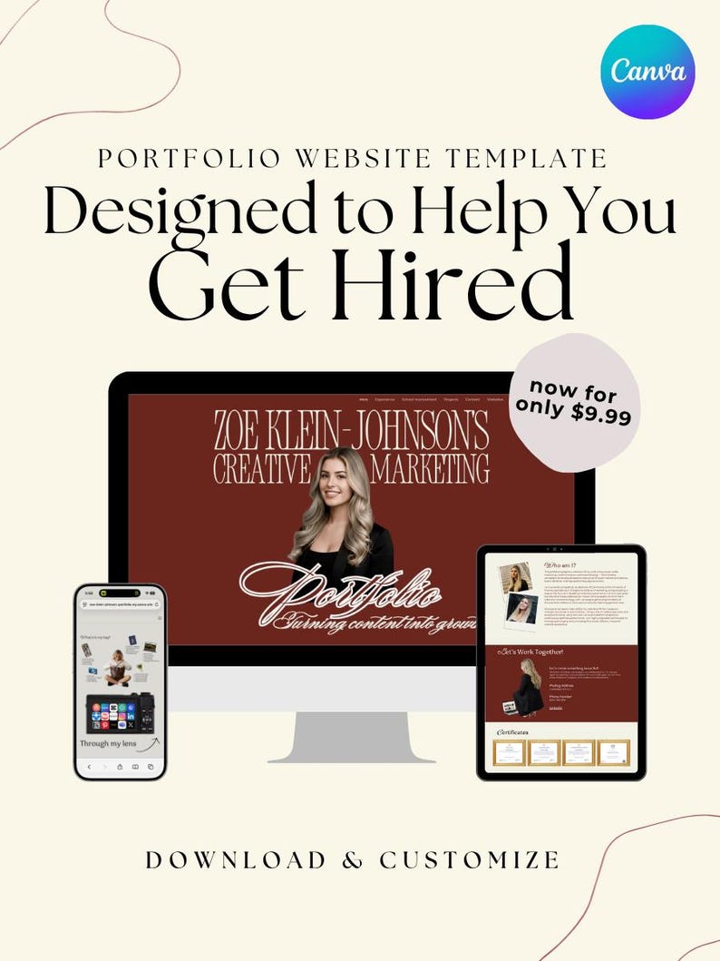 Editable Portfolio Website Template Canva, Personal Branding Site ...
