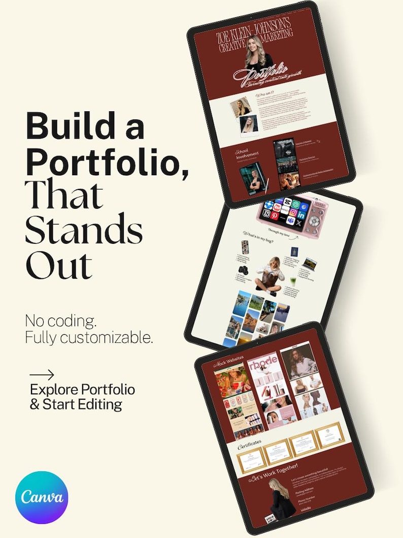 Editable Portfolio Website Template Canva, Personal Branding Site ...