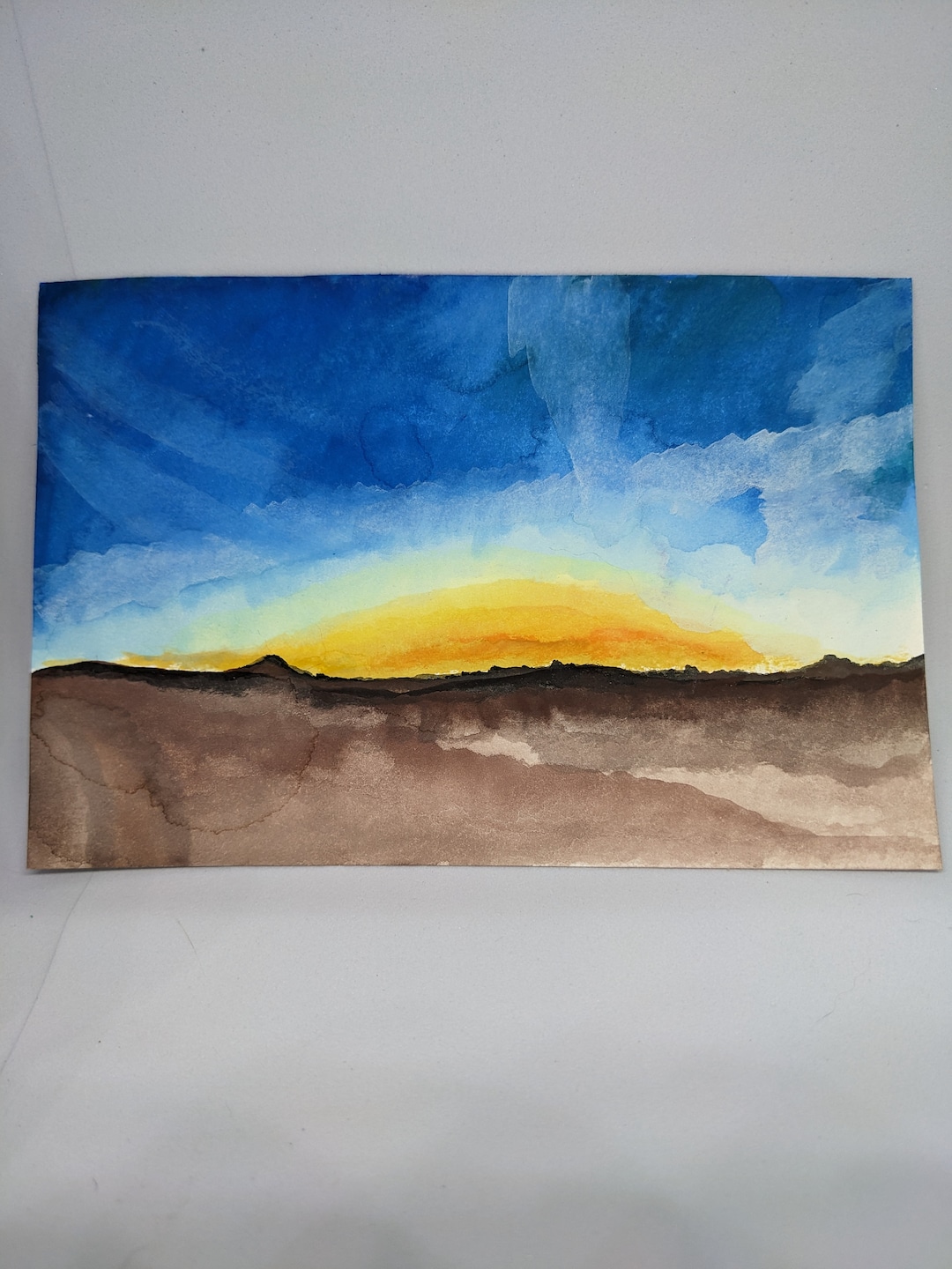Mountain Sunset Watercolor Painting - Etsy