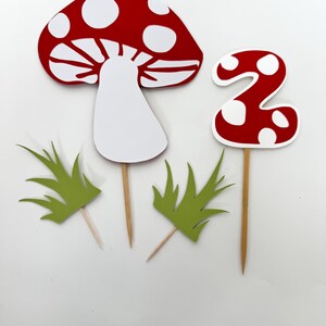 Handmade Red and White Vintage Style Mushroom Cake Topper Set for ...
