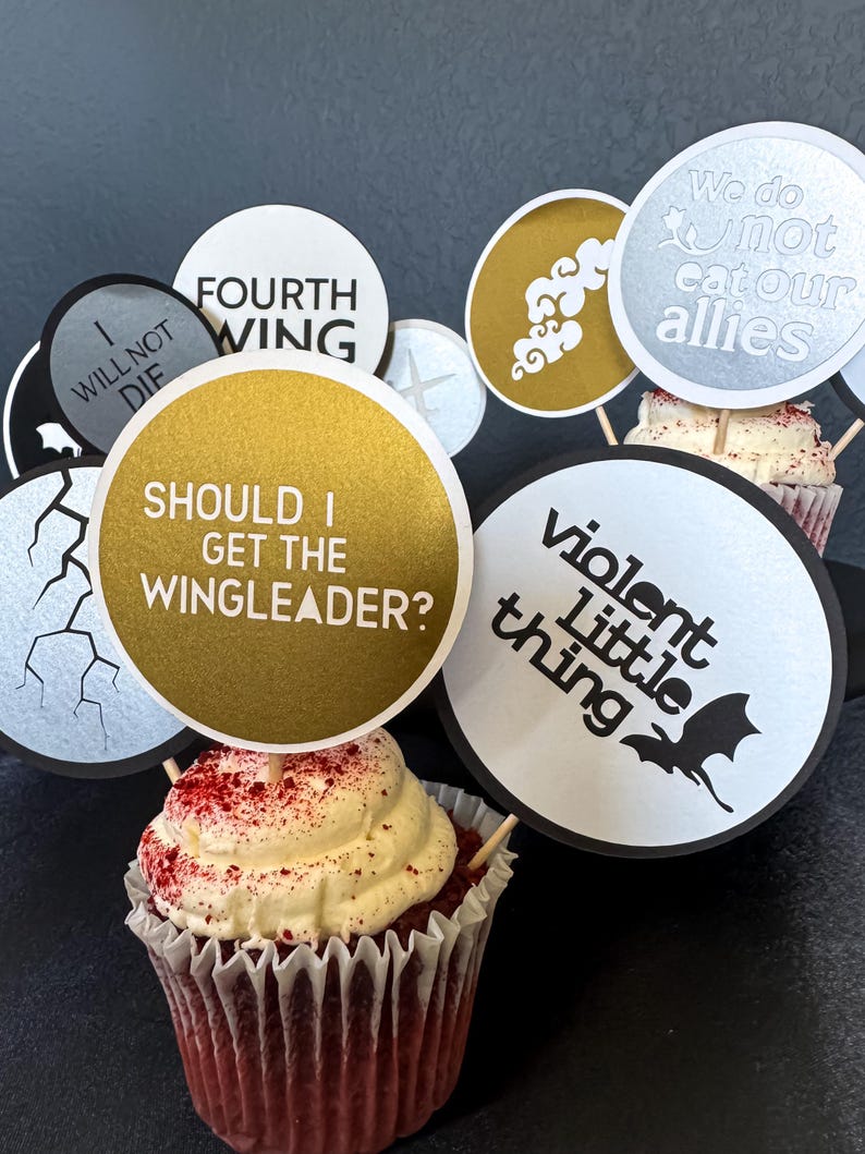 Fourth Wing Series Cupcake and Cake Toppers for Emperean Themed ...