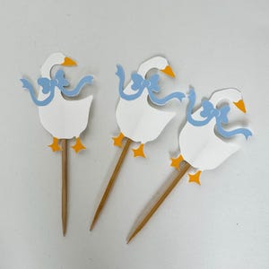 Adorable Handmade Vintage Inspired Silly Goose With Bow Cupcake Toppers ...