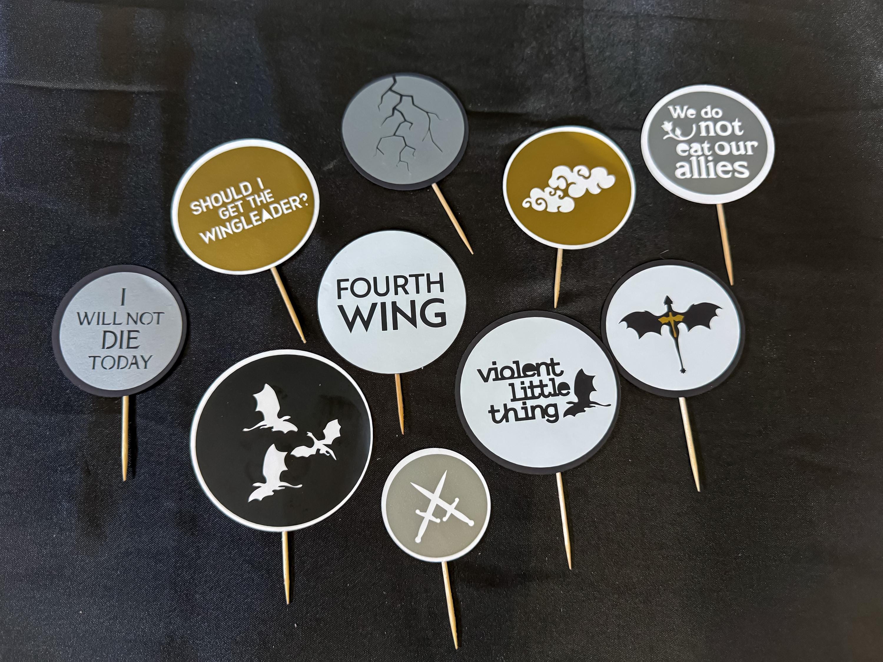 Fourth Wing Series Cupcake and Cake Toppers for Emperean Themed ...