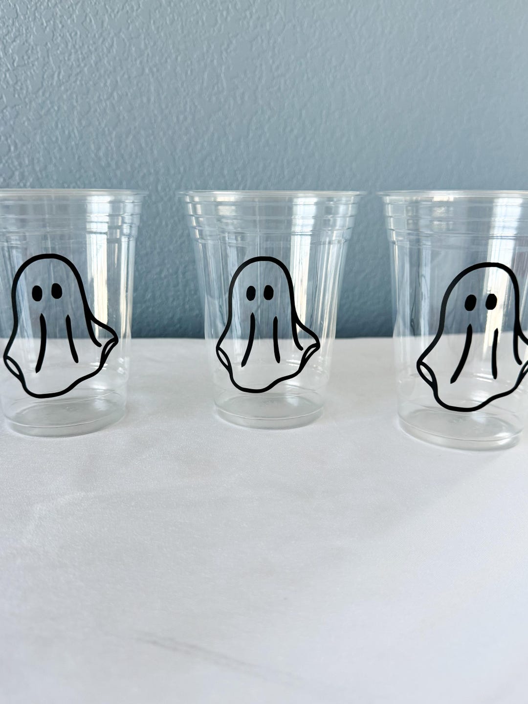 Spooky Ghost Clear Plastic Cups With Optional Lid and Straw for ...
