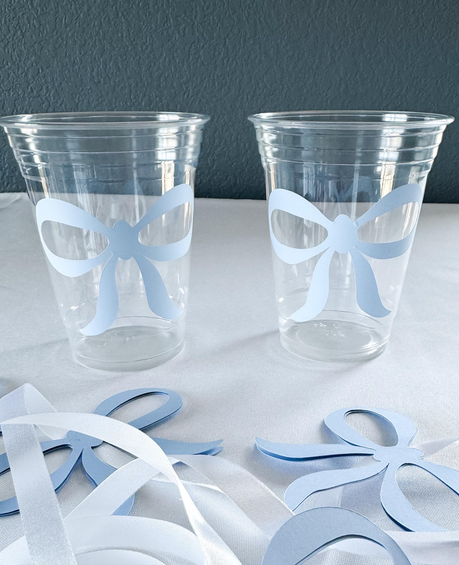 Pink or Blue Bow Plastic Party Cups for Showers, Parties, or Birthdays ...