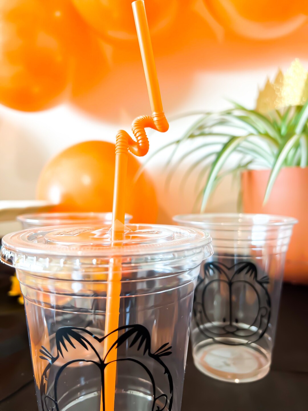 Garfield Inspired Plastic Party Cups With Optional Lid and Straw for ...
