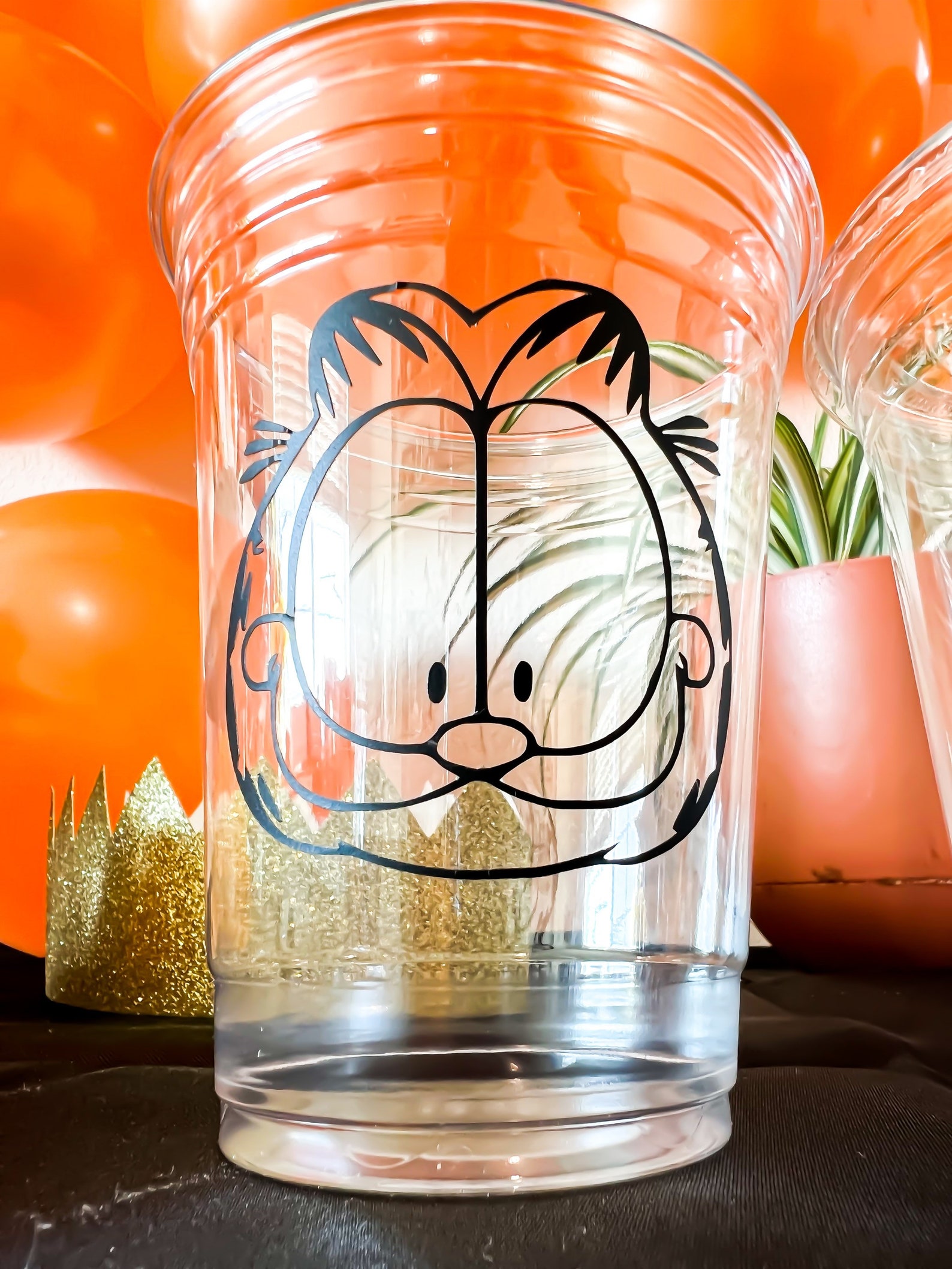 Garfield Inspired Plastic Party Cups With Optional Lid and - Etsy