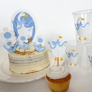 Adorable Handmade Vintage Inspired Silly Goose With Bow Cupcake Toppers ...