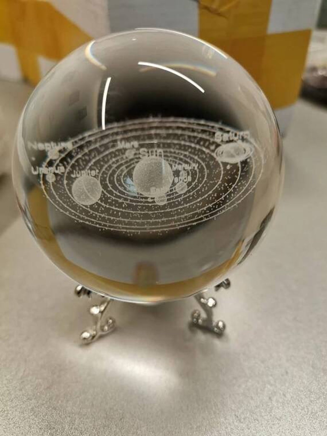 Laser Engraved Solar System Crystal Ball Glass Globe Laser Engraved ...