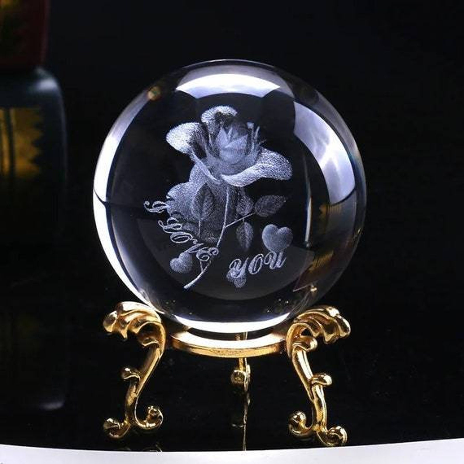 Laser Engraved I Love You Crystal Ball Glass Globe Laser - Etsy
