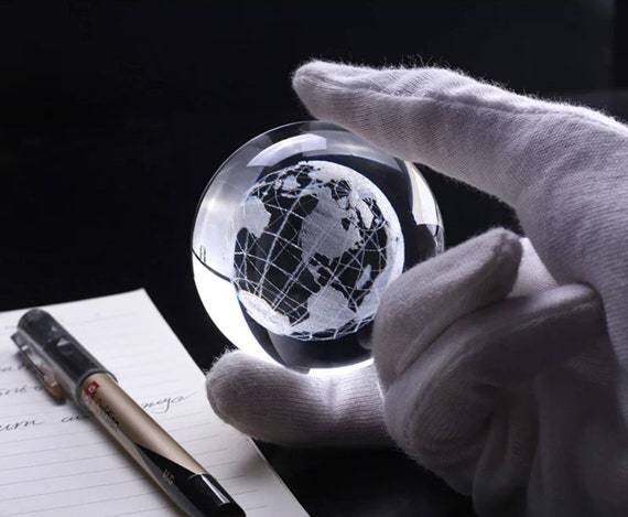 Crystal 3D Earth Globe Paperweight Stand Home Decor Desktop Table ...