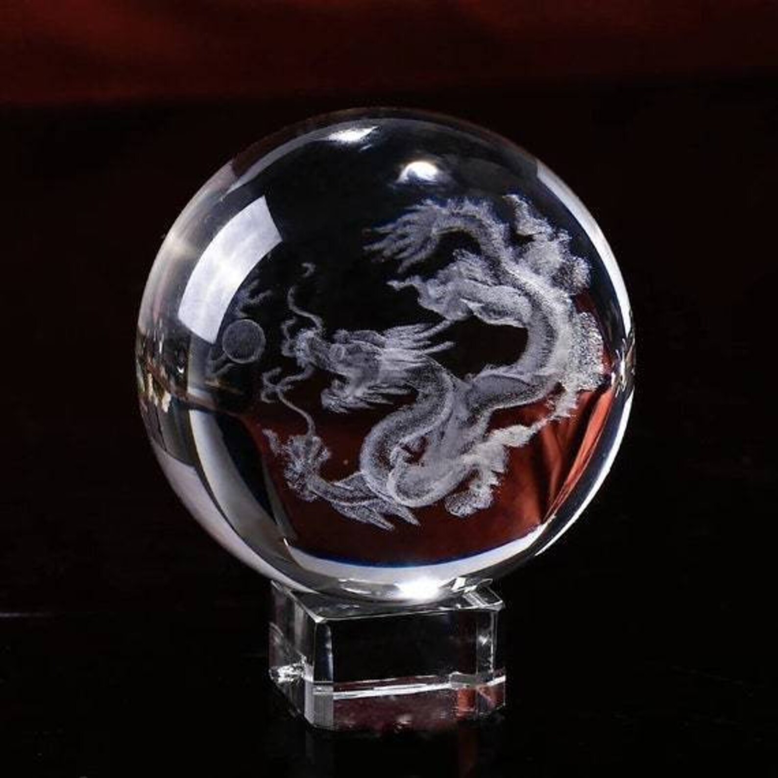 Laser Engraved Dragon Crystal Ball Glass Globe Sphere 3D Laser Engrave ...