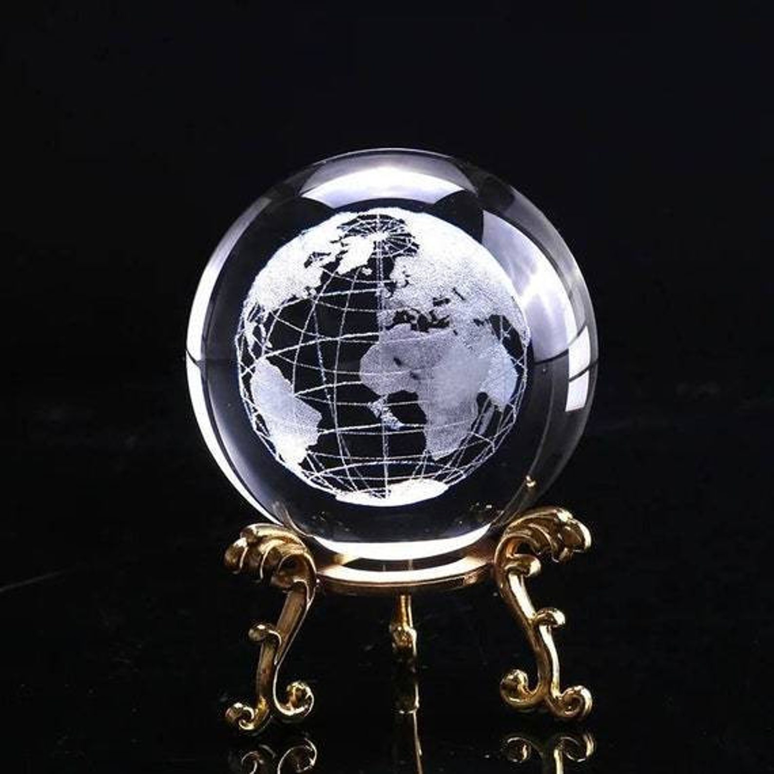 Crystal 3D Earth Globe Paperweight Stand Home Decor Desktop Table ...