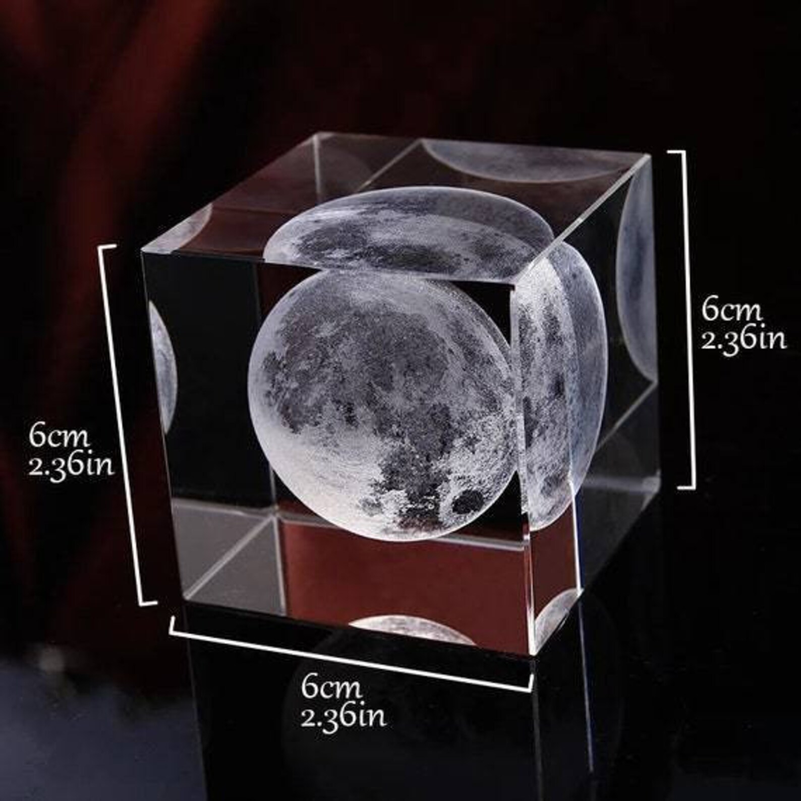 Laser Engraved Moon Crystal Cube Laser Engraved Moon Model Crystal ...