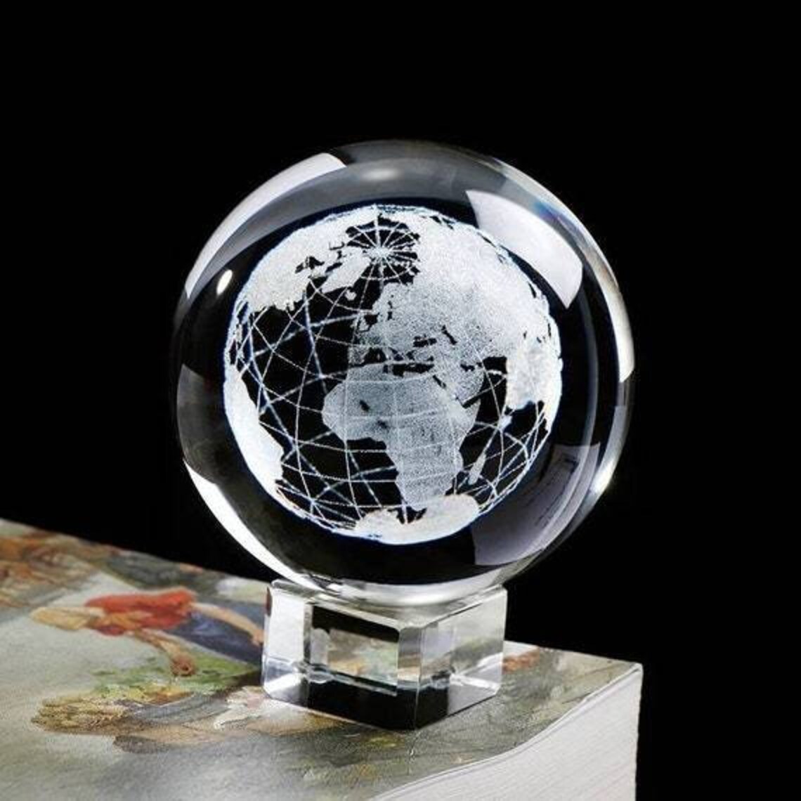 Crystal 3D Earth Globe Paperweight Stand Home Decor Desktop Table ...