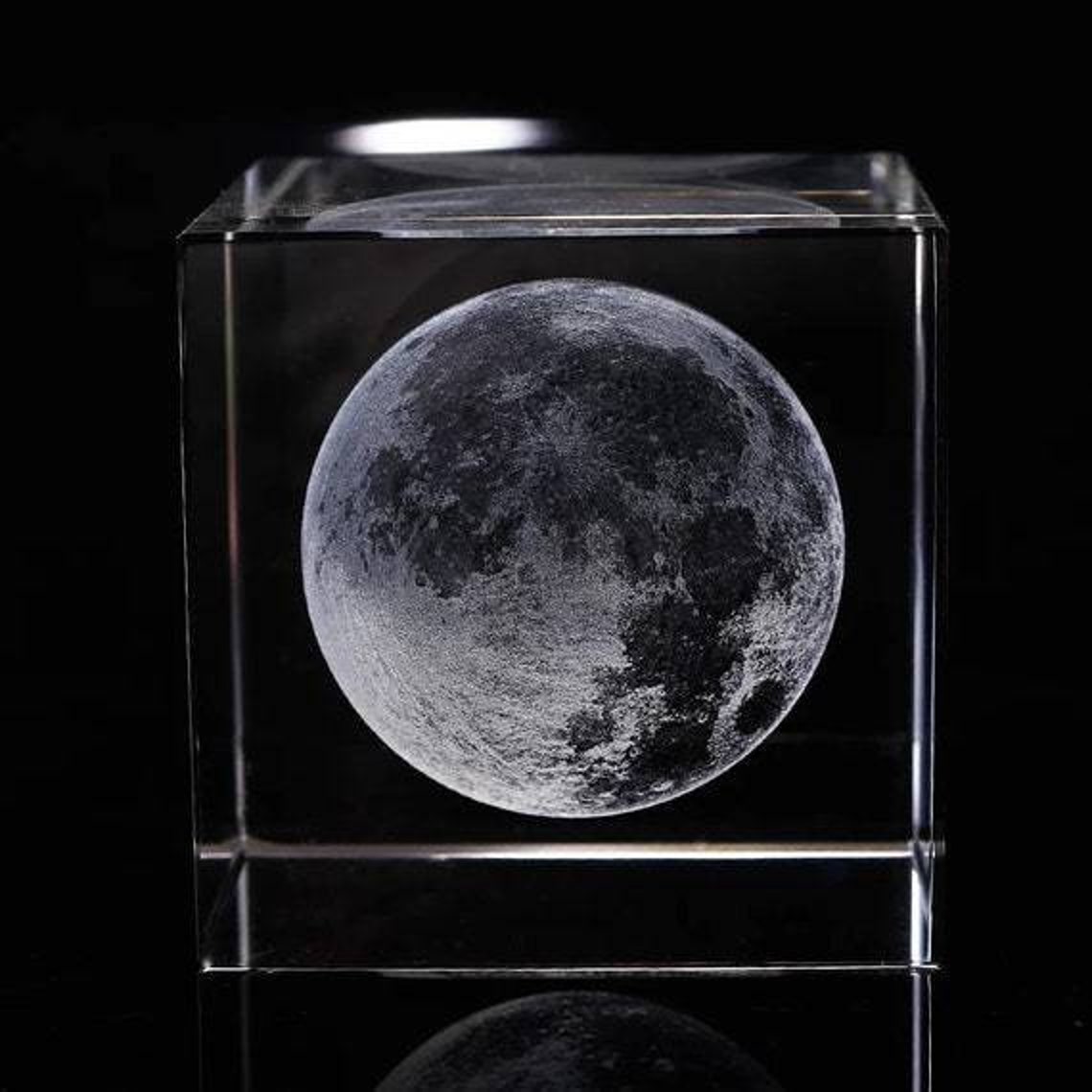 Laser Engraved Moon Crystal Cube Laser Engraved Moon Model Crystal ...