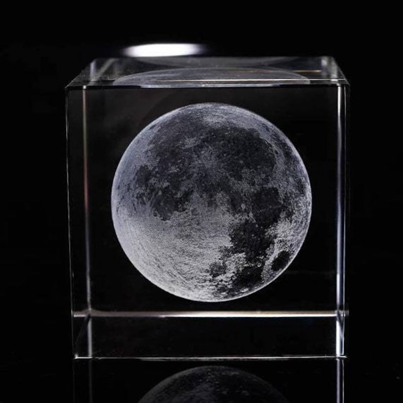Laser Engraved Moon Crystal Cube Laser Engraved Moon Model Crystal ...