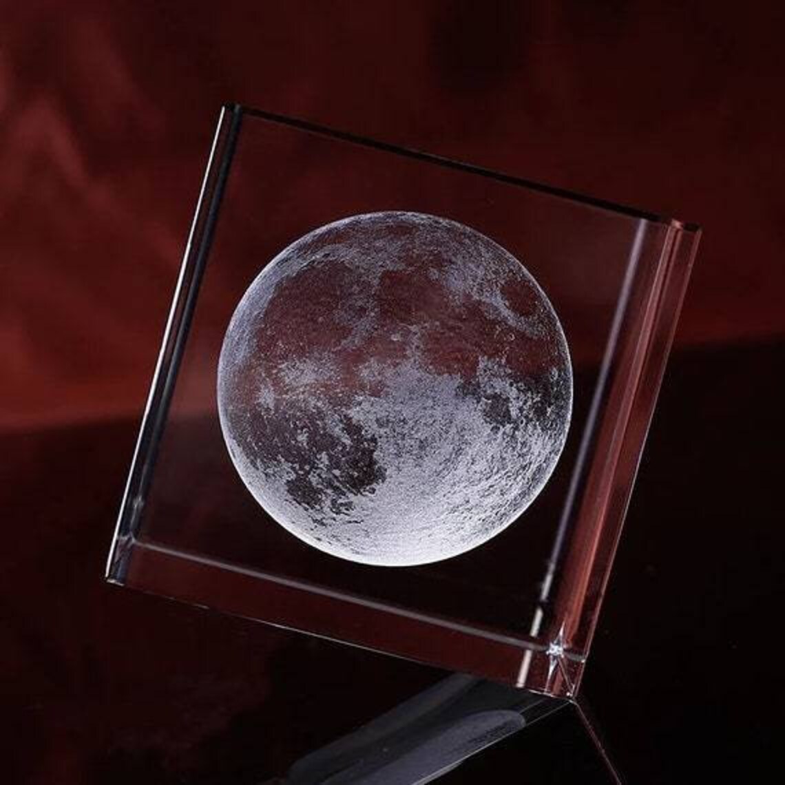 Laser Engraved Moon Crystal Cube Laser Engraved Moon Model Crystal ...